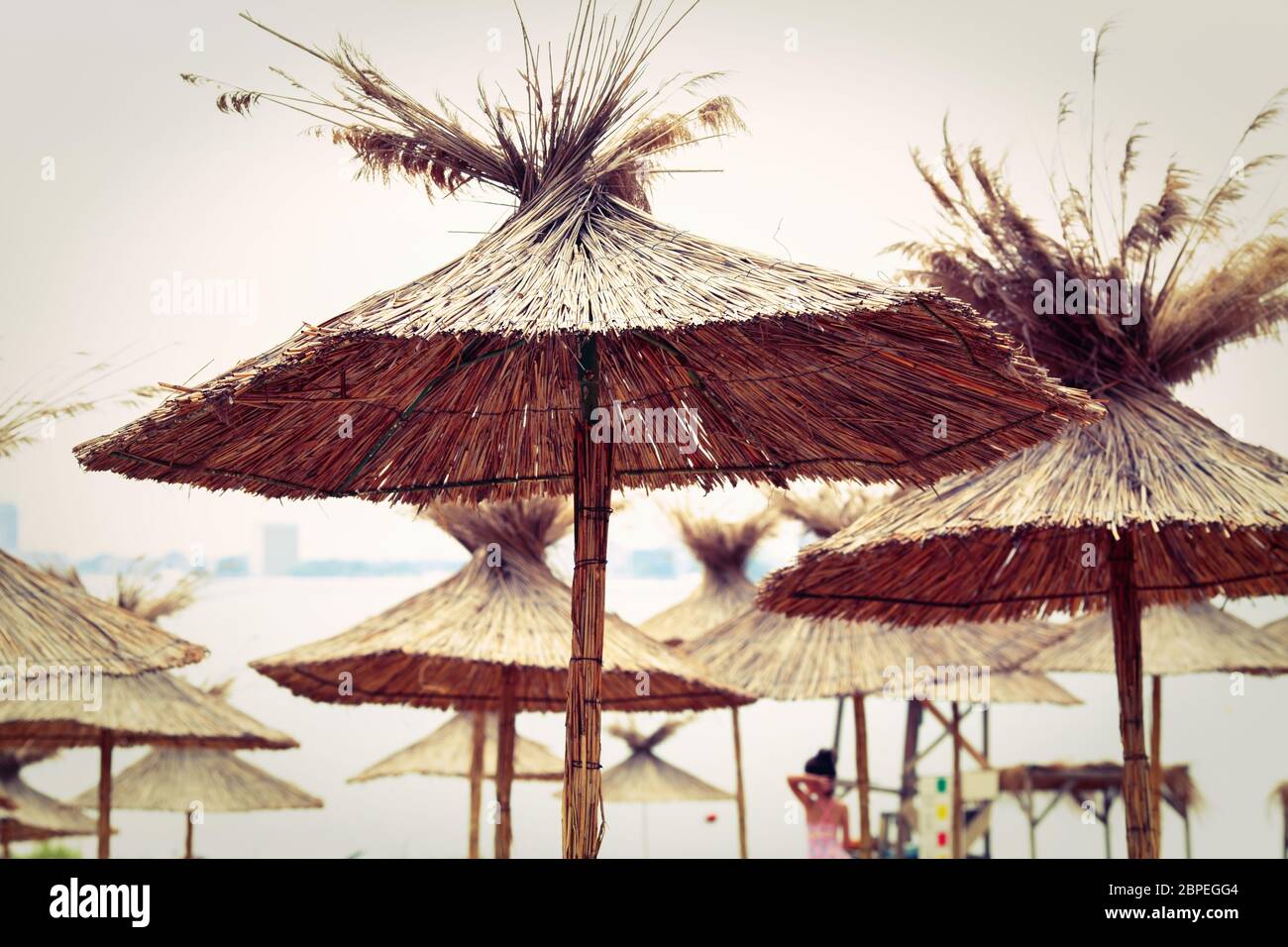 Beach umbrella made straw High Resolution Stock Photography and Images ...