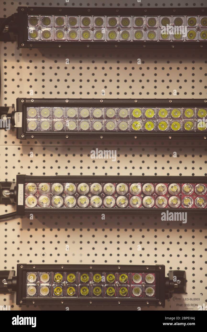 Close up shot of some LED stripes on a wall Stock Photo - Alamy