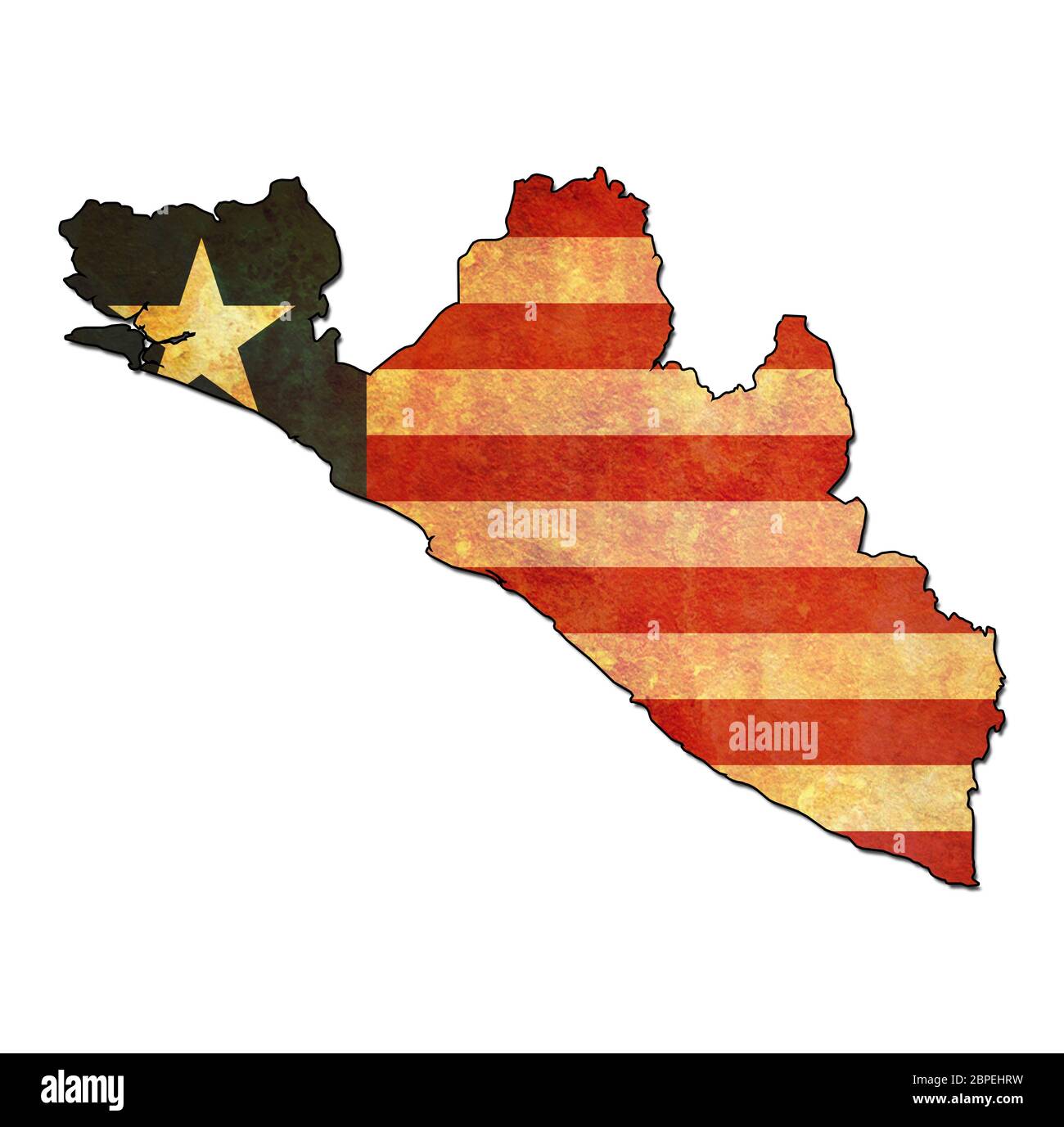 map with flag of liberia with national borders Stock Photo - Alamy