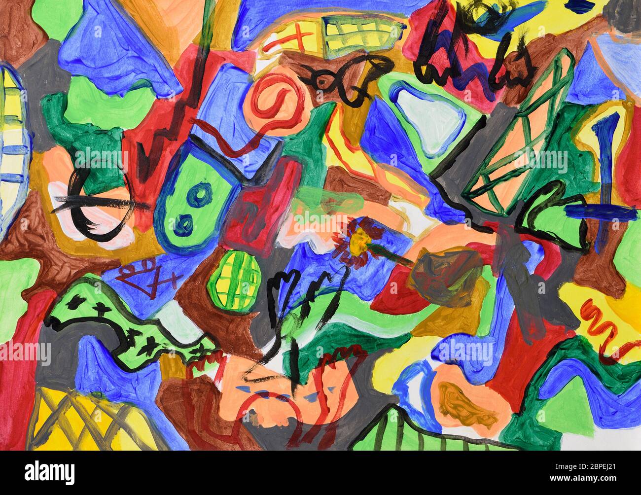 Abstract colorful hand painted background. Acrylic painting Stock Photo ...
