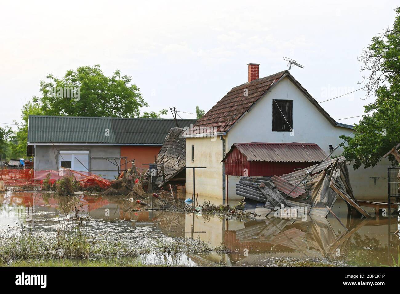 Flooded and Ruined Houses in Floods Natural Disaster Stock Photo - Alamy