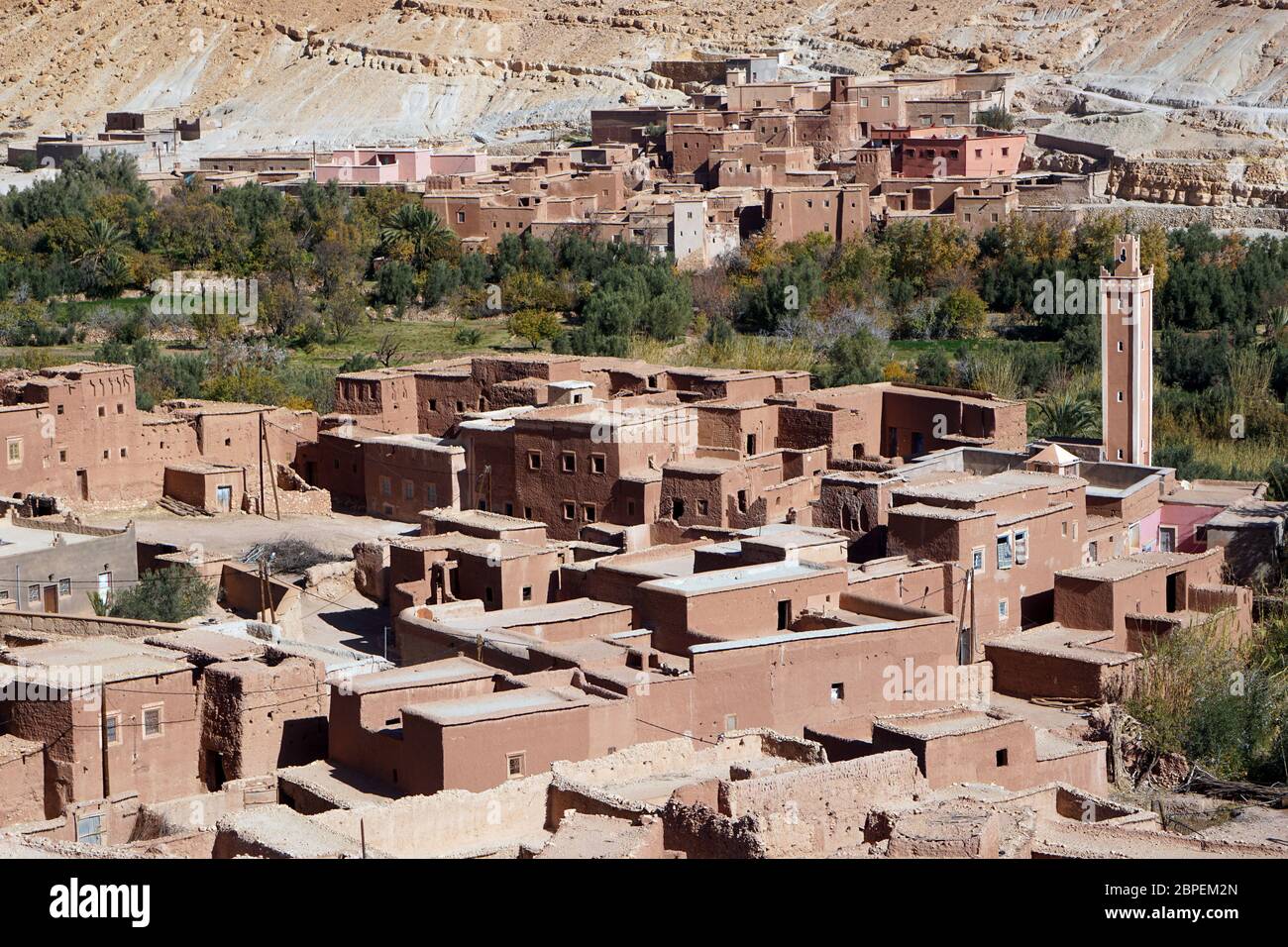 Traditional village with houses made of mud and quarry stone in the ...