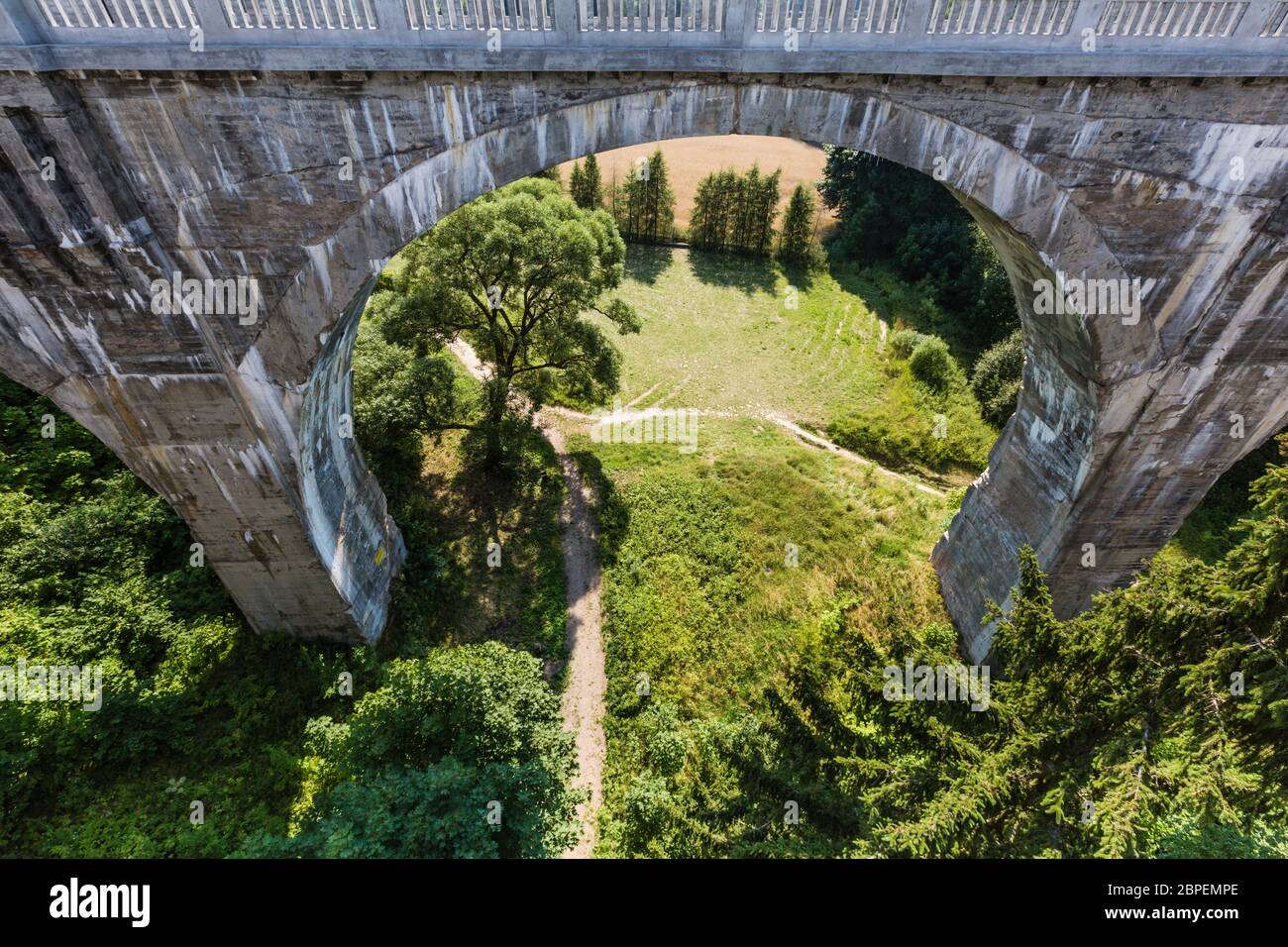 Old concrete railway bridge in Stanczyki, Mazury, Poland Stock Photo ...
