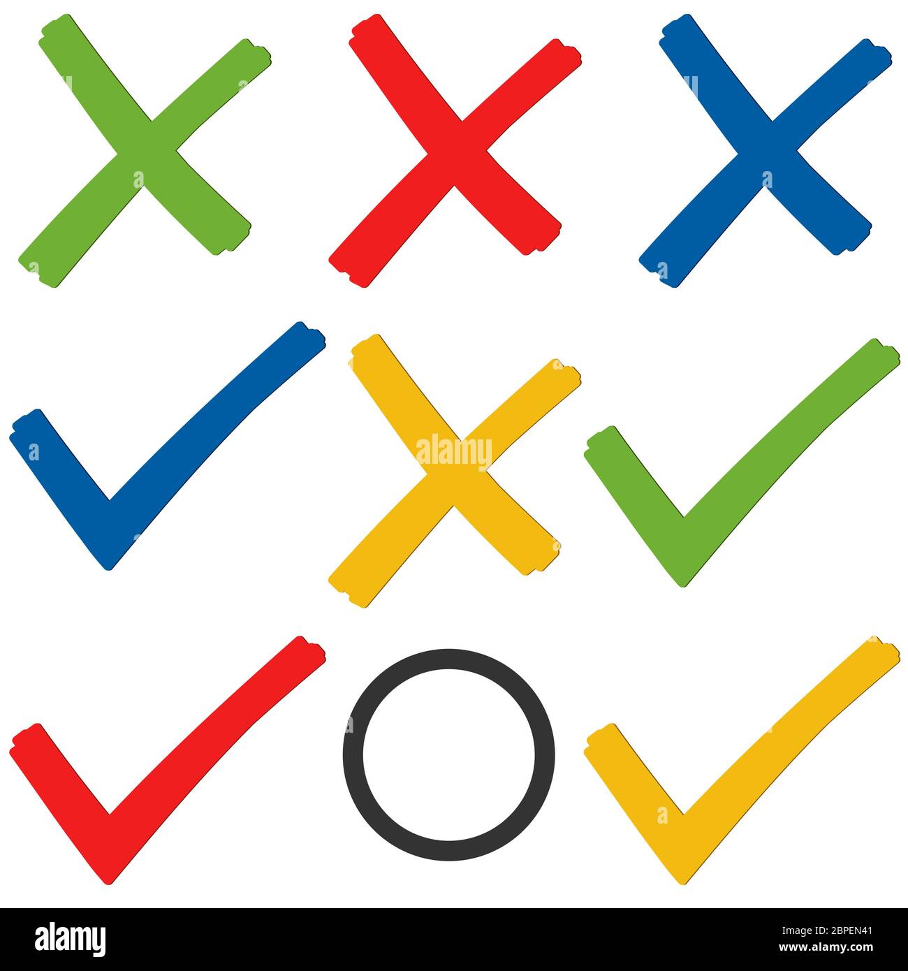 collection of colored check marks and crosses for election Stock Photo ...