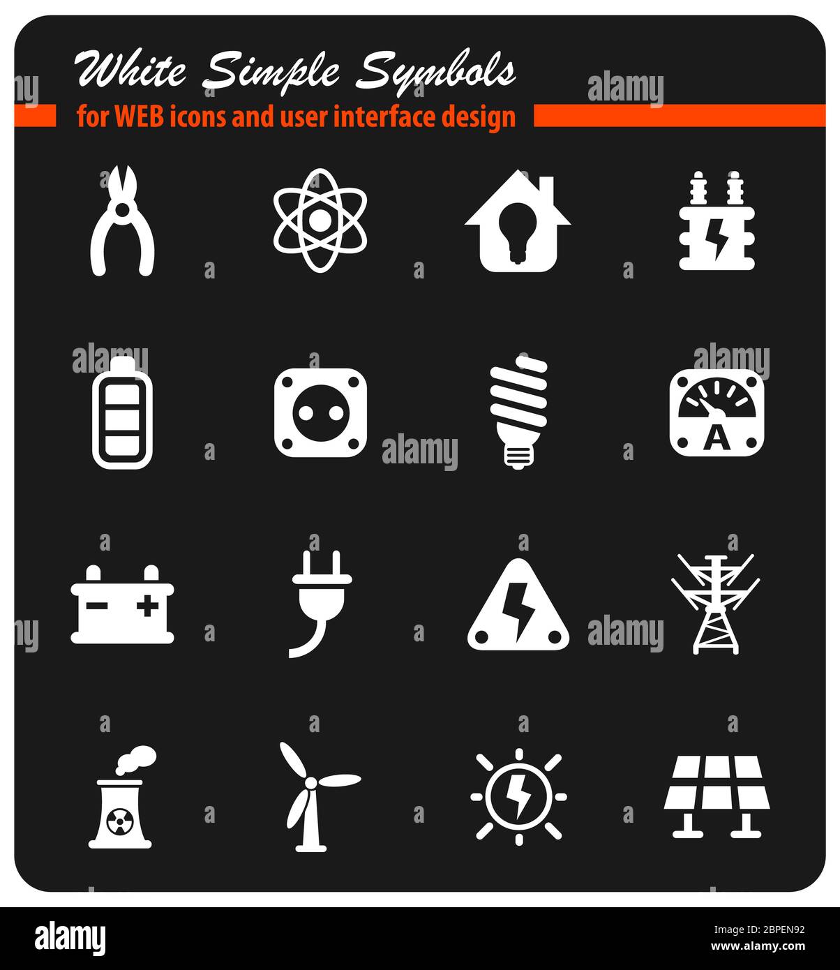 electricity white simple symbols for web icons and user interface ...