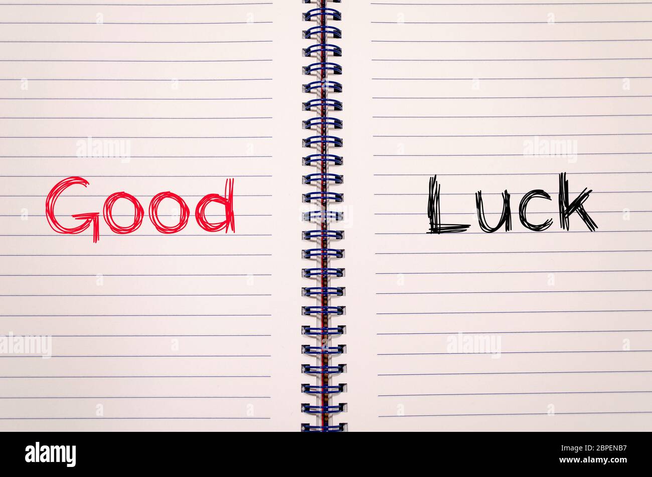 Good luck text concept write on notebook Stock Photo - Alamy