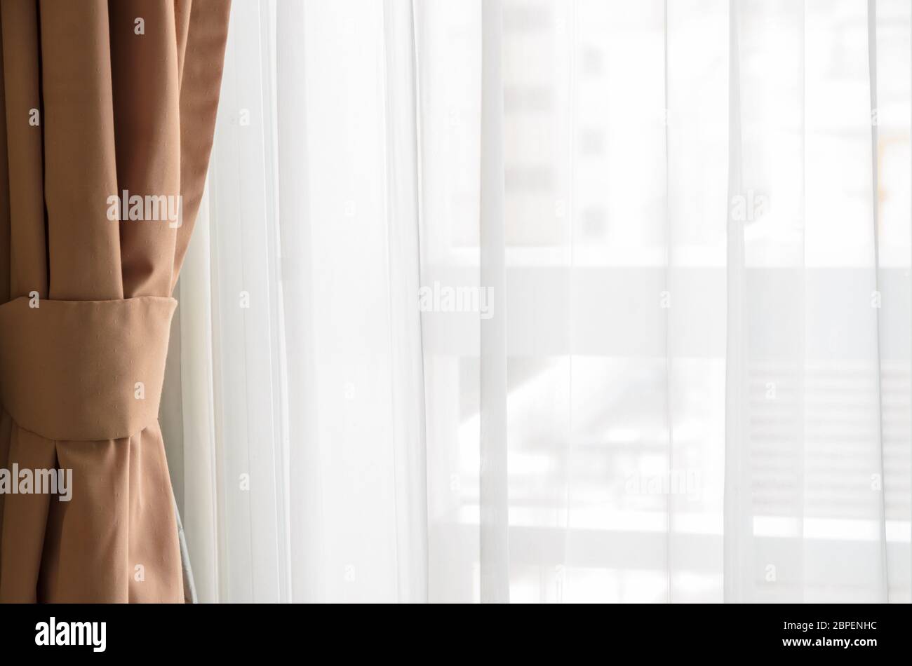 Glass window with translucent curtain Stock Photo - Alamy