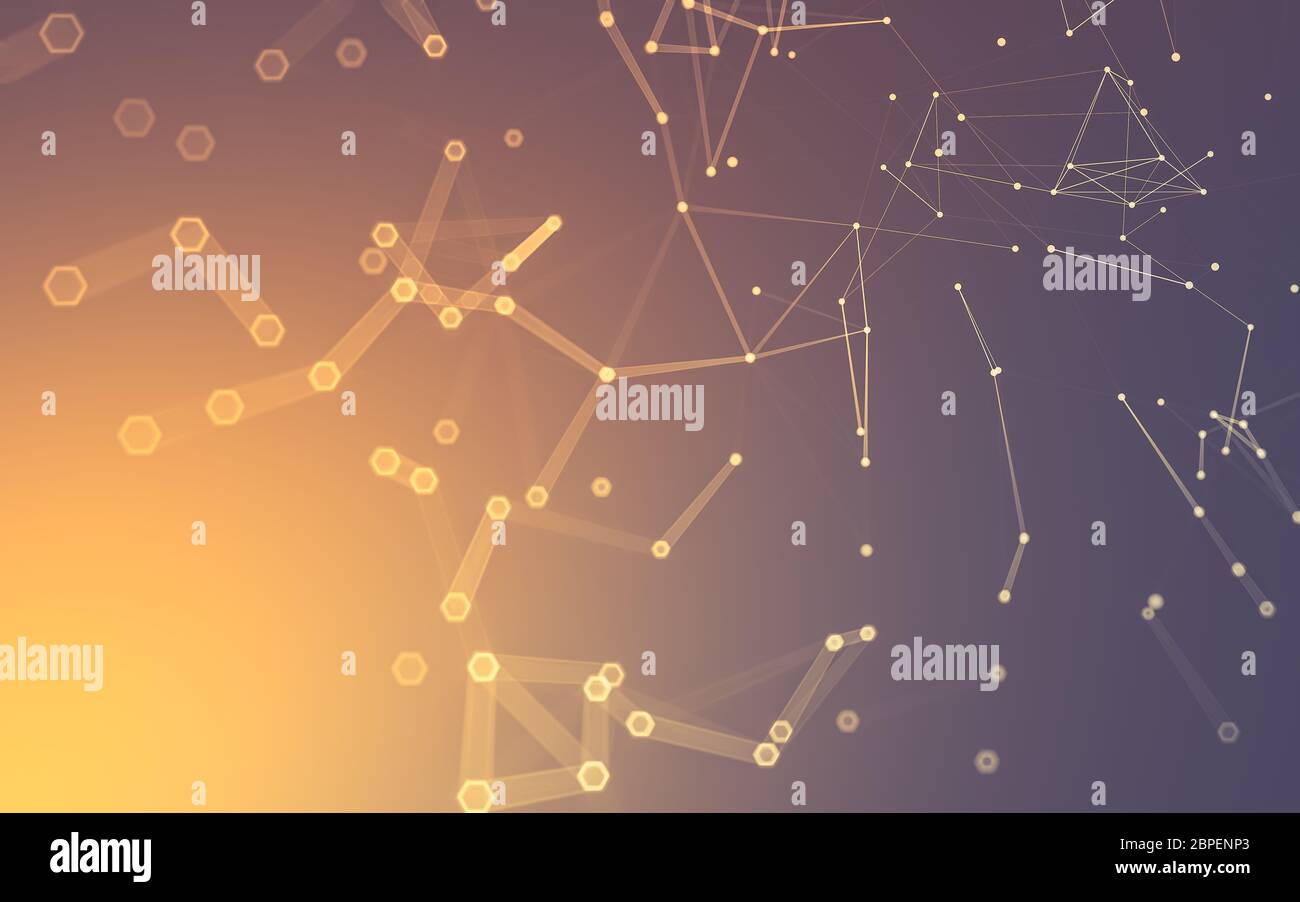 Abstract polygonal space low poly dark background with connecting dots and lines. Connection ...