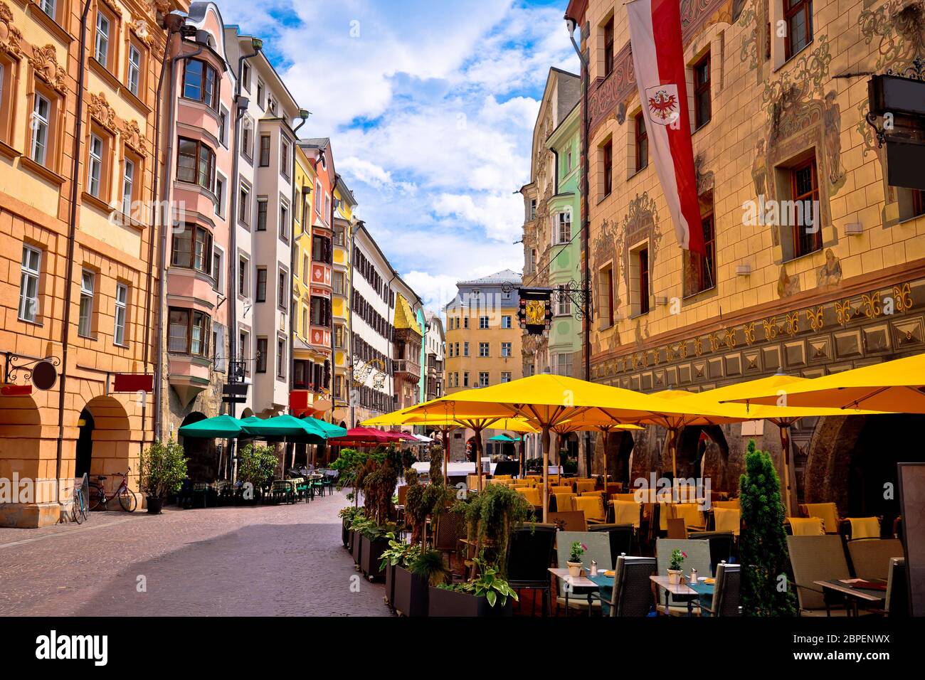 Historic street of Innsbruck view, alpine city in Tirol, region of ...