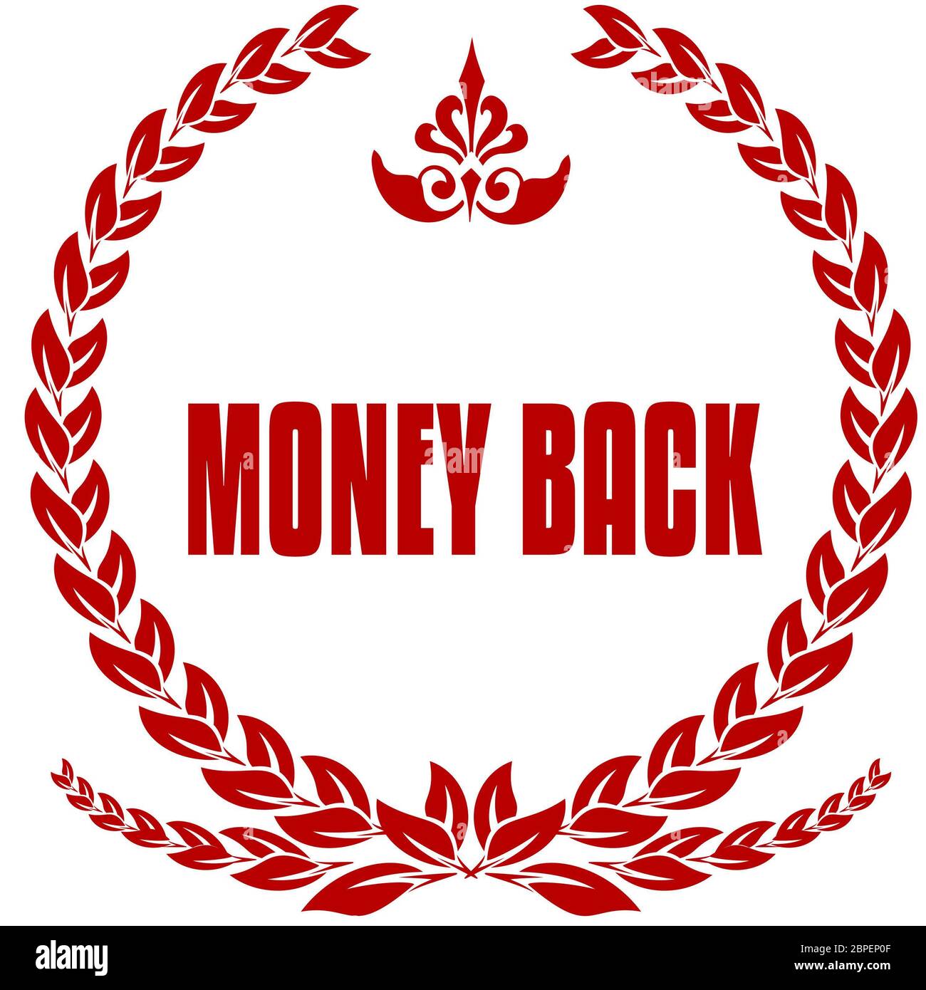 MONEY BACK red laurels badge. Illustration image concept Stock Photo ...