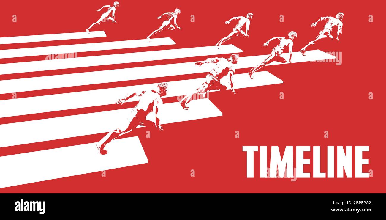 Timeline with Business People Running in a Path Stock Photo - Alamy