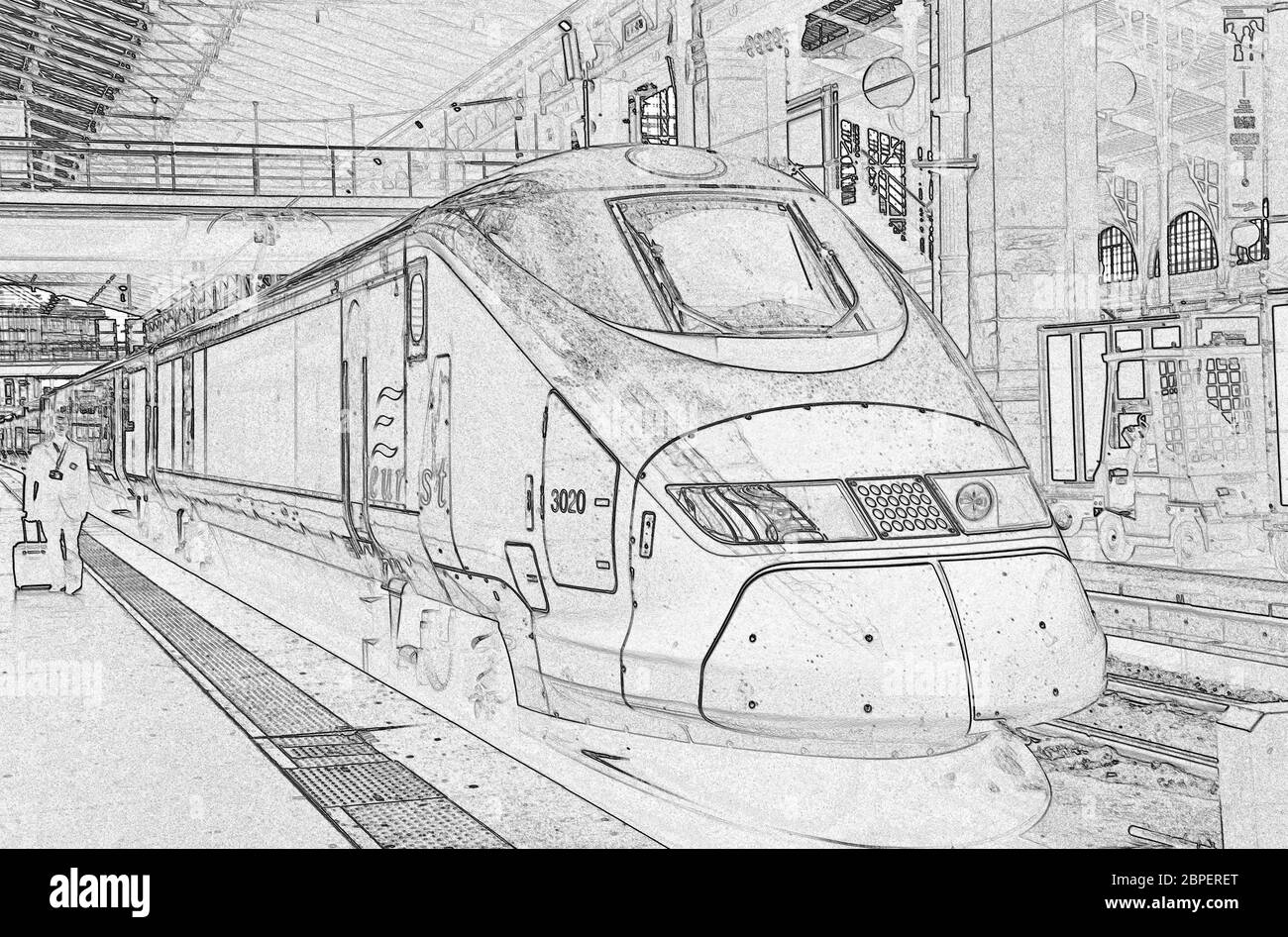 Rail station eurostar Black and White Stock Photos & Images - Alamy