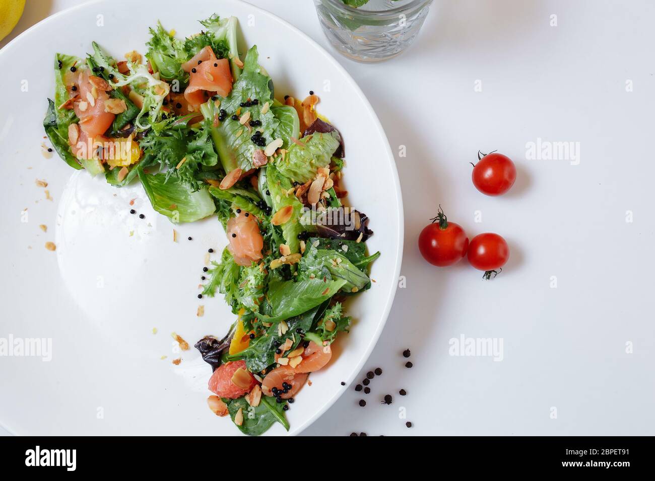 Summer light salad with fresh salmon. Light breakfast lunch for the ...