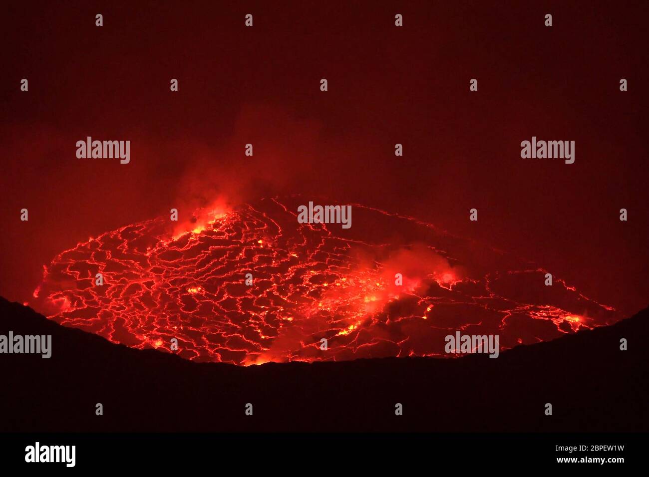 Mouth of the volcano with magma. Molten magma in the muzzle Stock Photo ...