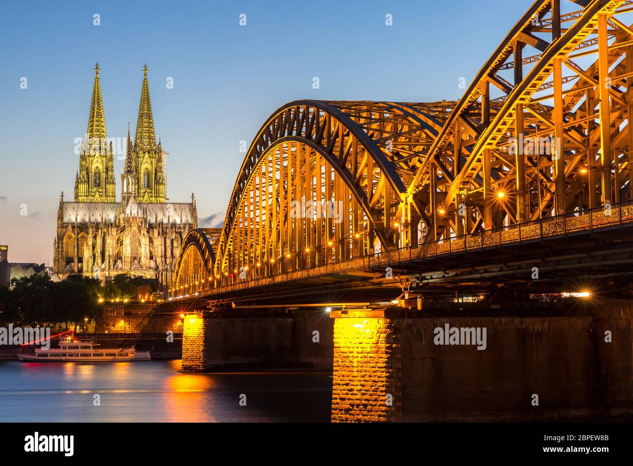 Cologne Cathedral and Hohenzollern Bridge, Cologne, Germany Stock Photo ...
