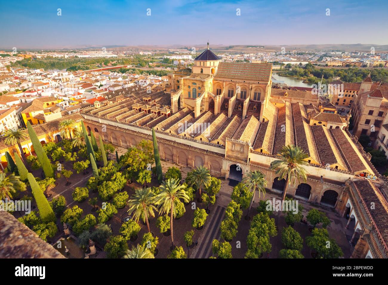 Aerial view of Great Mosque Mezquita - Catedral de Cordoba, Andalusia ...