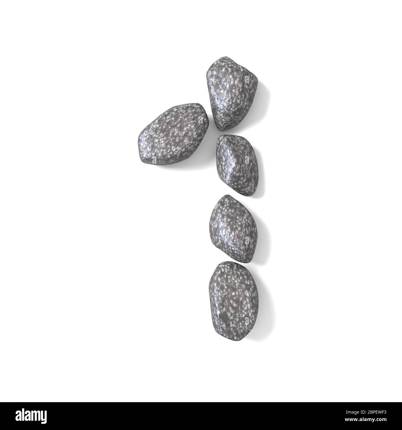 Font made of rocks NUMBER one 1 3D render illustration isolated on ...