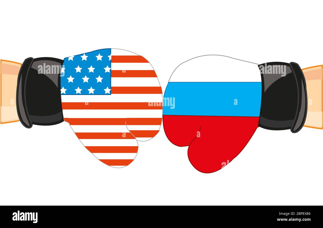 Boxing gloves in colour flag to russia and usa Stock Photo - Alamy