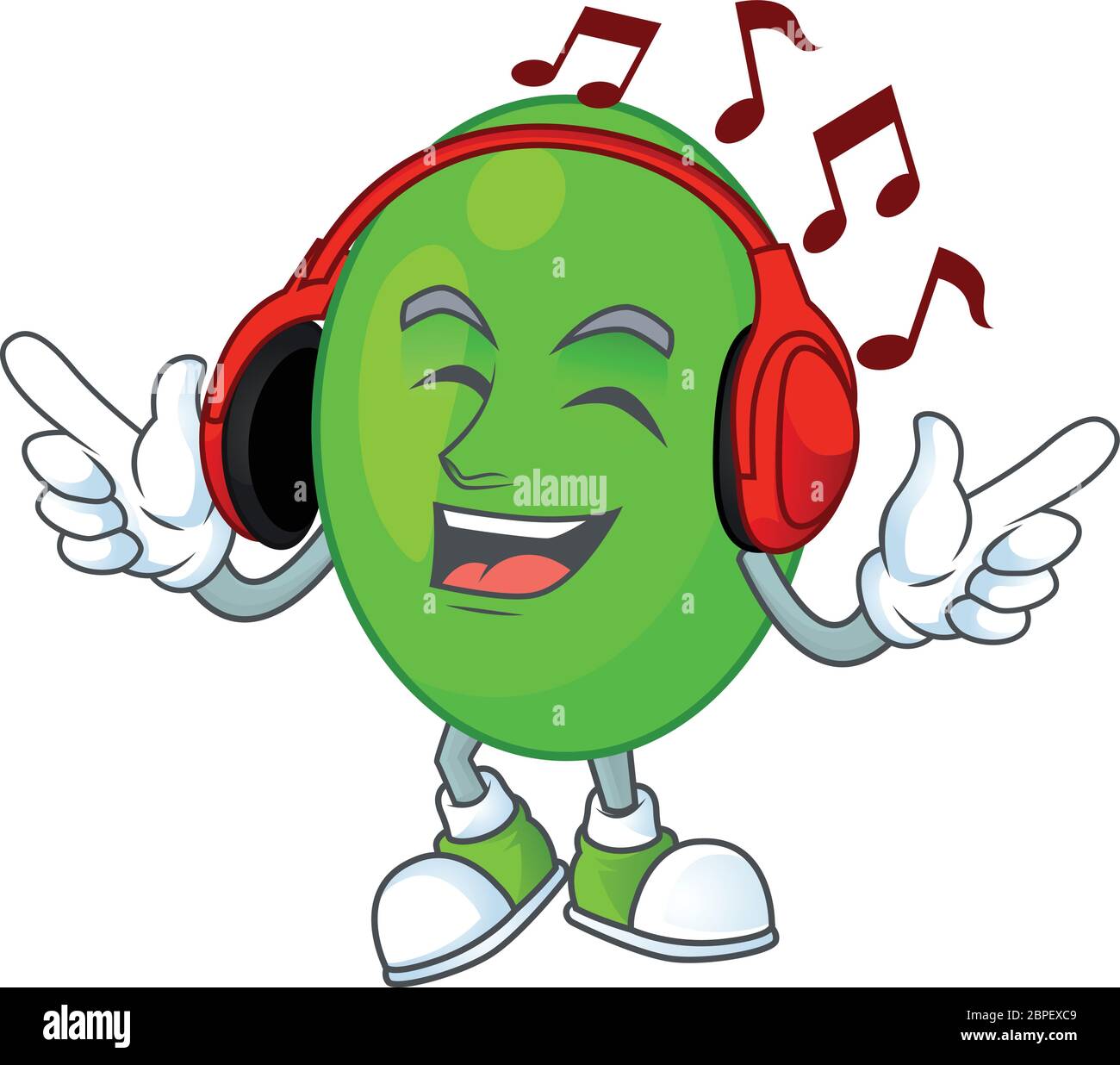 Cartoon drawing design of tetrad listening to the music with headset ...