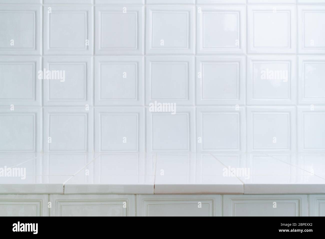 White ceramic oven tile background. Table like surface of vintage ...