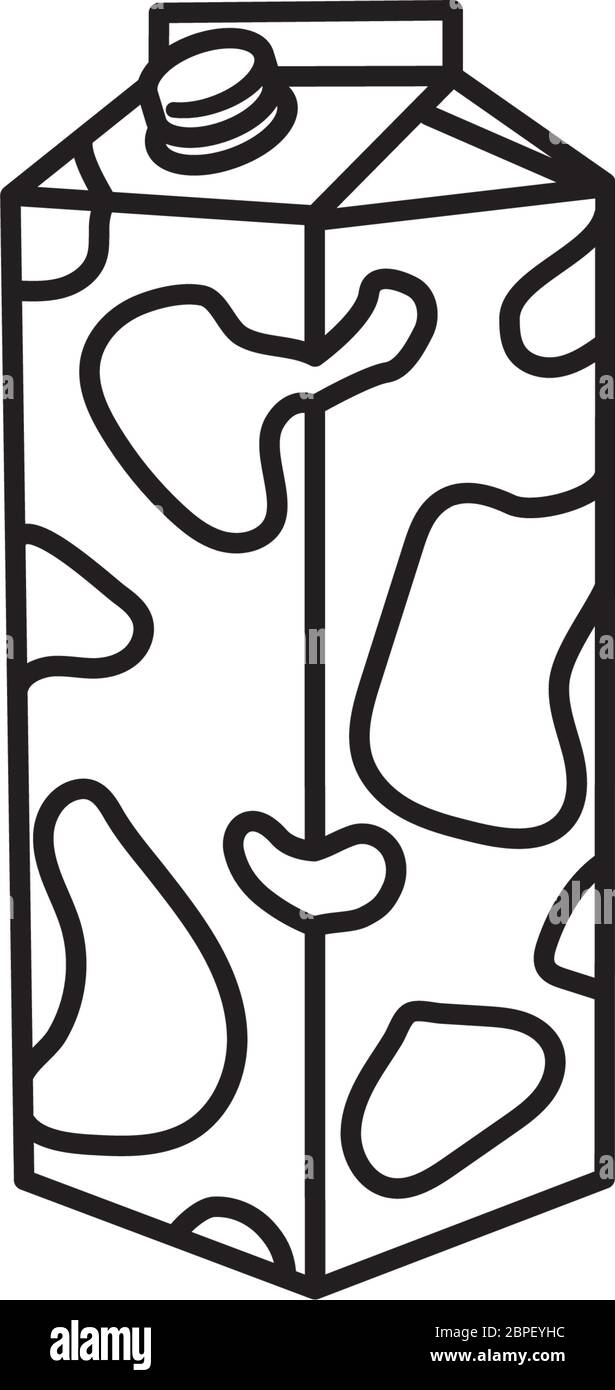 Milk carton with cow pattern vector line icon. Healthy nutrition and ...