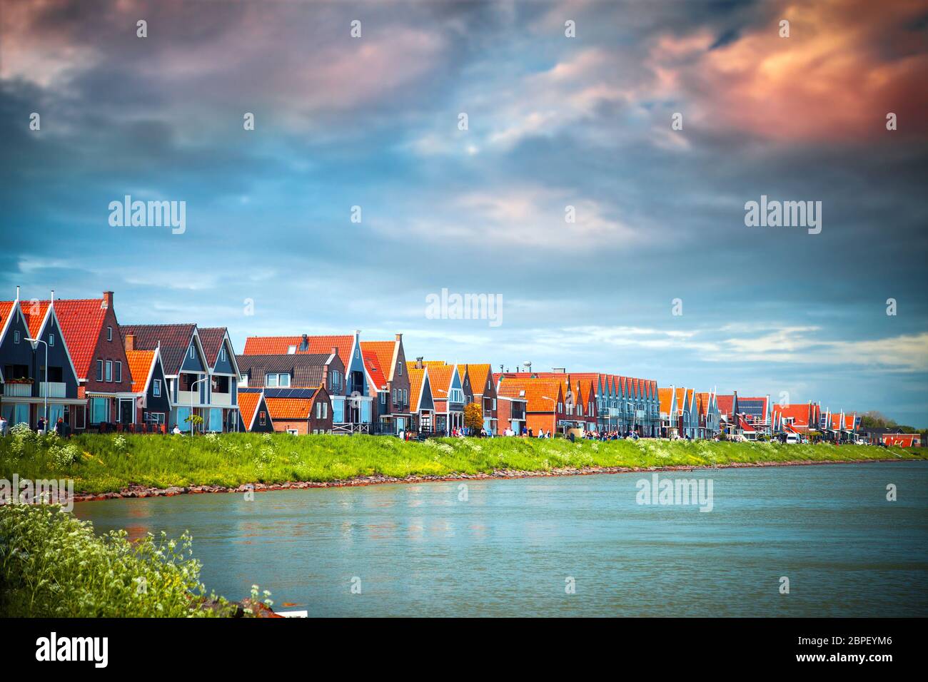 Traditional houses in Holland town Volendam, Netherlands Stock Photo ...