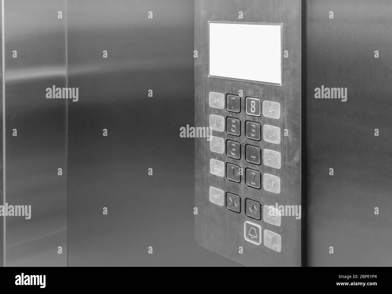 Elevator interior control panel with Braille dots buttons lift ...