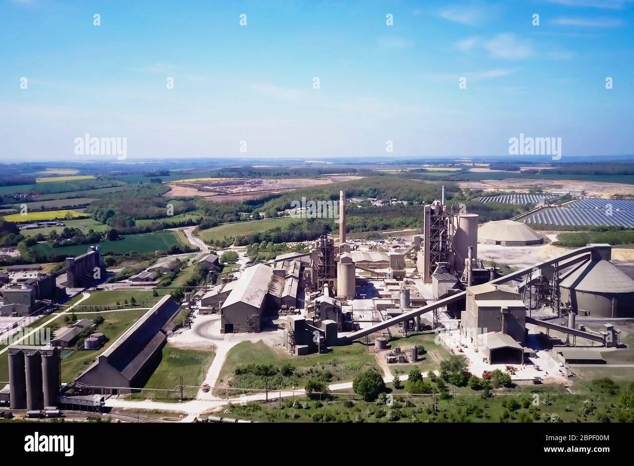 Large cement plant. The production of cement on an industrial scale in ...