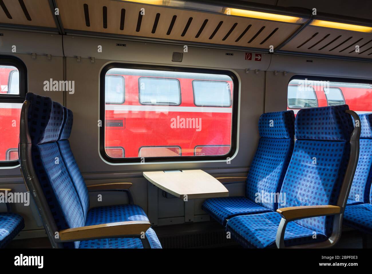 Modern Train Wagon Interior Seats Rows Blue Transportation White ...