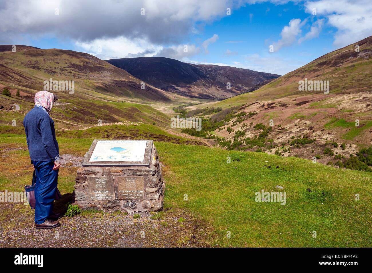 Visitor studies display board at The Parallel Roads of Glen Roy in Glen ...