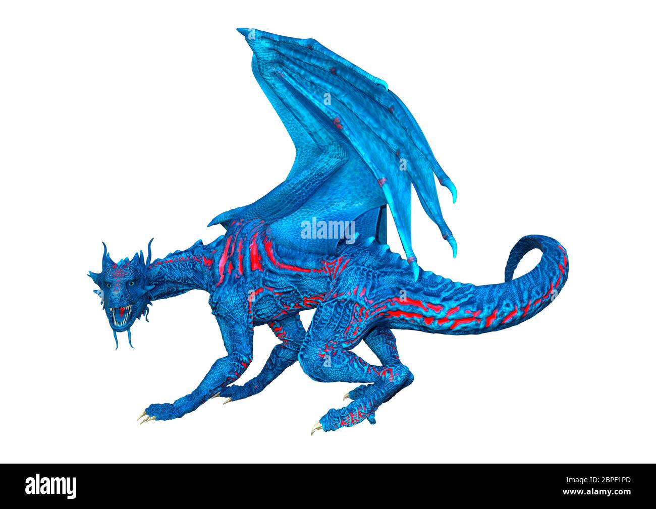 3D rendering of a blue fantasy dragon isolated on white background ...