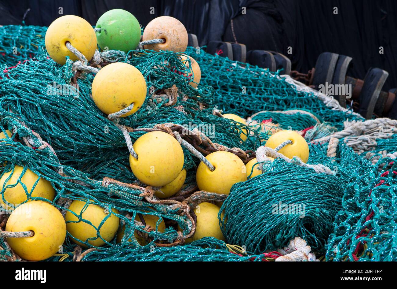 Image shows background of colorful fishing nets and floats Stock Photo ...