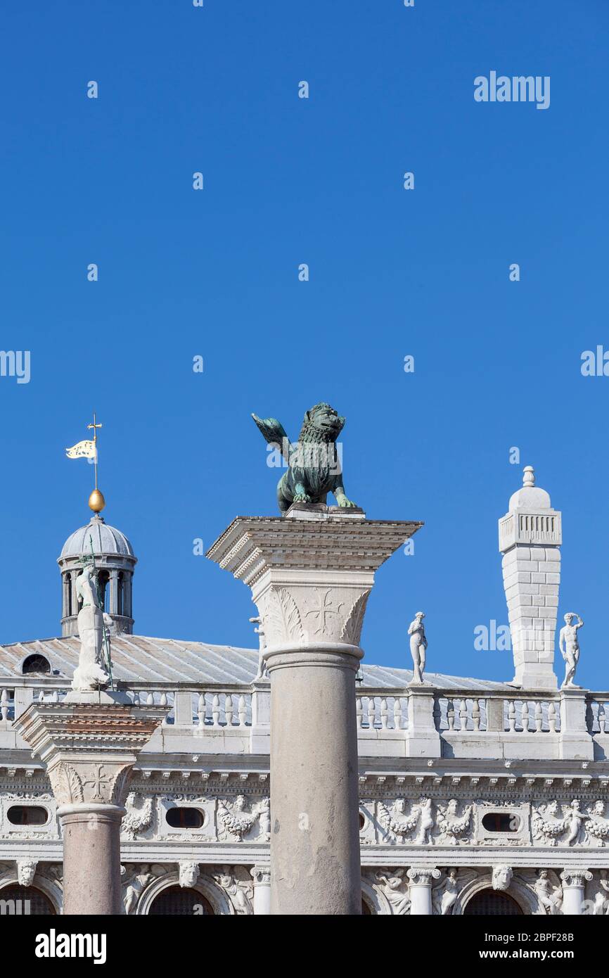Column of San Marco and National Library of St Mark's on Piazza San ...