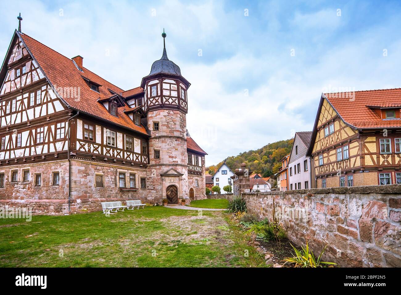 The downtown of Wasungen in Thuringia Germany on October 27, 2018 Stock ...