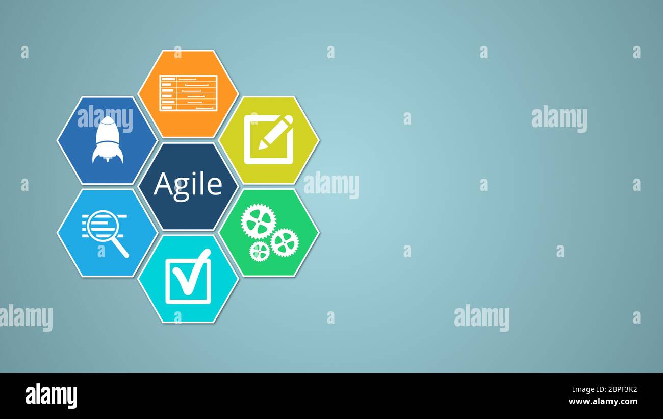 agile project management chart made with hexagons, copy space Stock ...