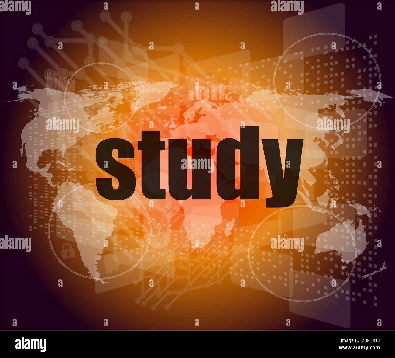 study words on digital touch screen interface Stock Photo - Alamy