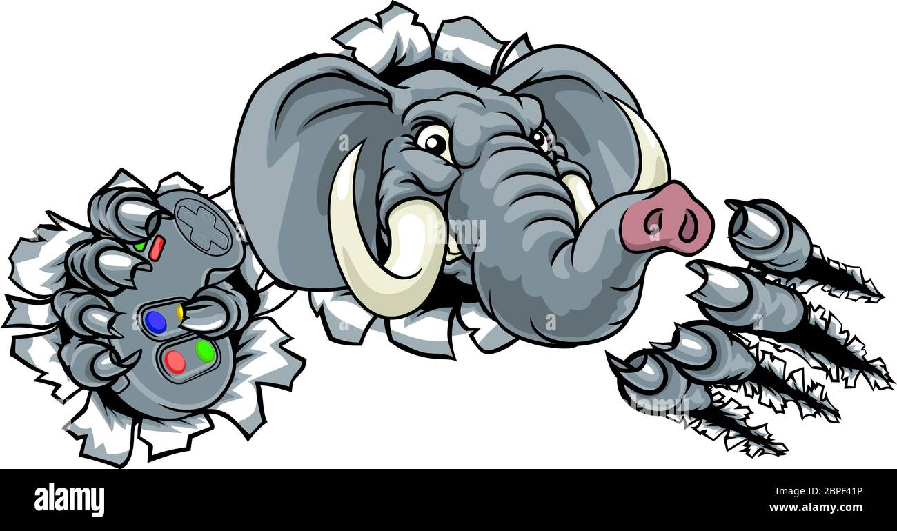Elephant Video Games Controller Gamer Mascot Stock Vector Image & Art ...
