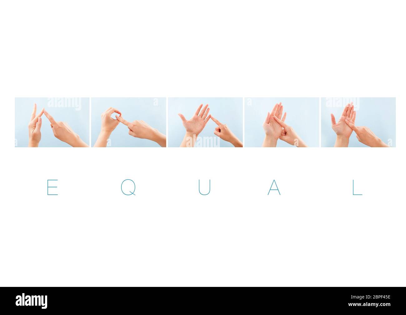 Equal word in british sign language for deaf mute people. Nonverbal ...