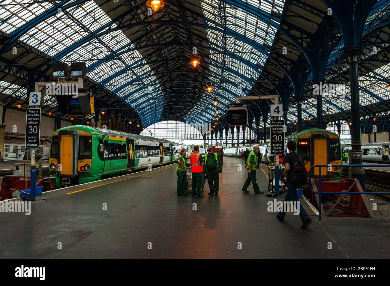 A passenger enters the platform at Brighton Railway Station for a ...