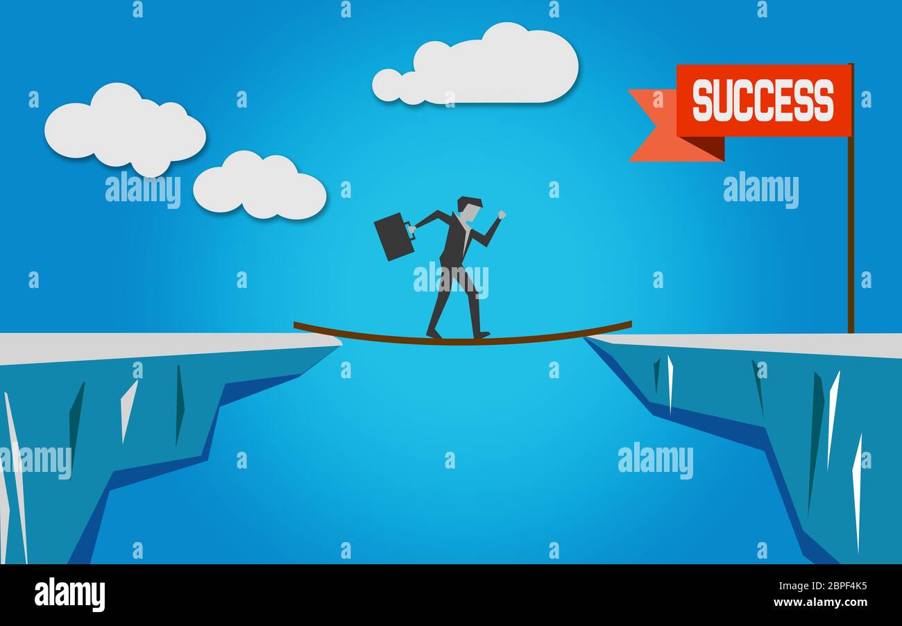 Cross over the bridge for success, 3D rendering Stock Photo - Alamy