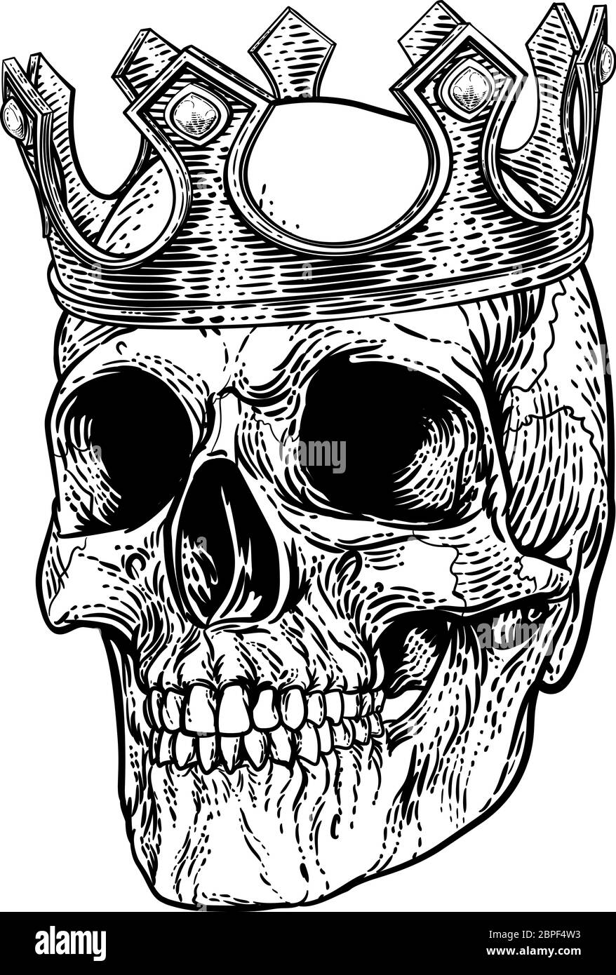 Skull Human Skeleton King wearing Royal Crown Stock Vector Image & Art ...