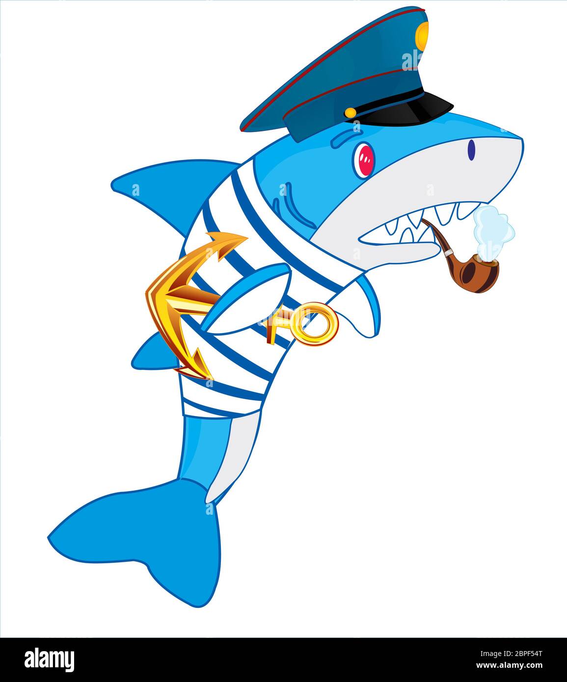 Cartoon of the shark in form of the sailor and tube Stock Photo - Alamy