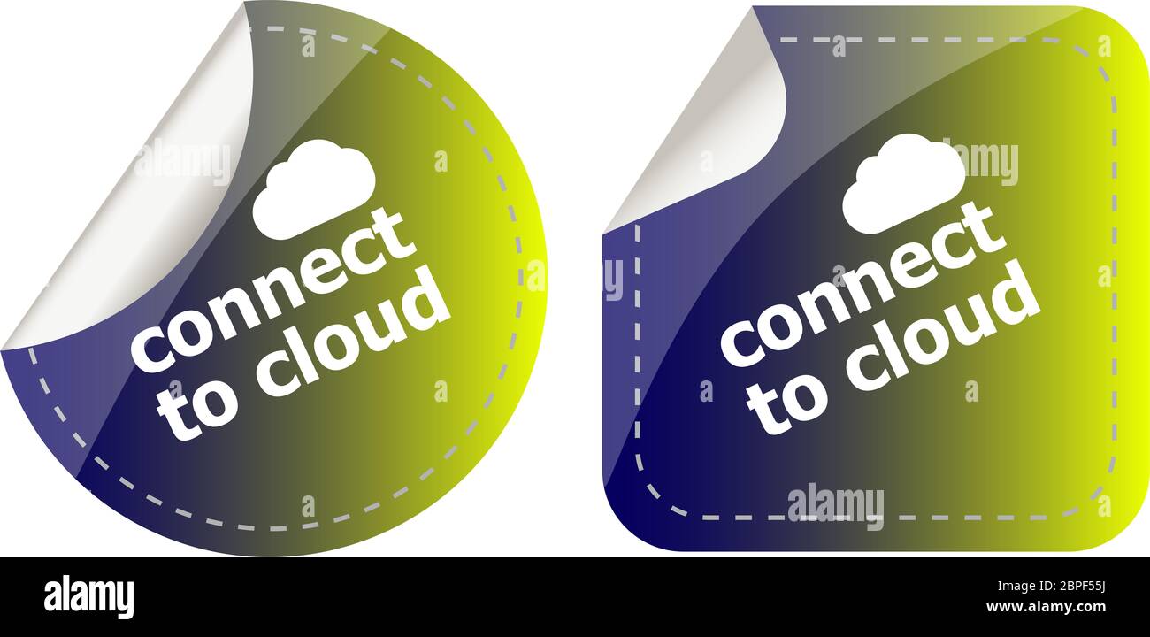 stickers label set business tag with connect to cloud word Stock Photo ...