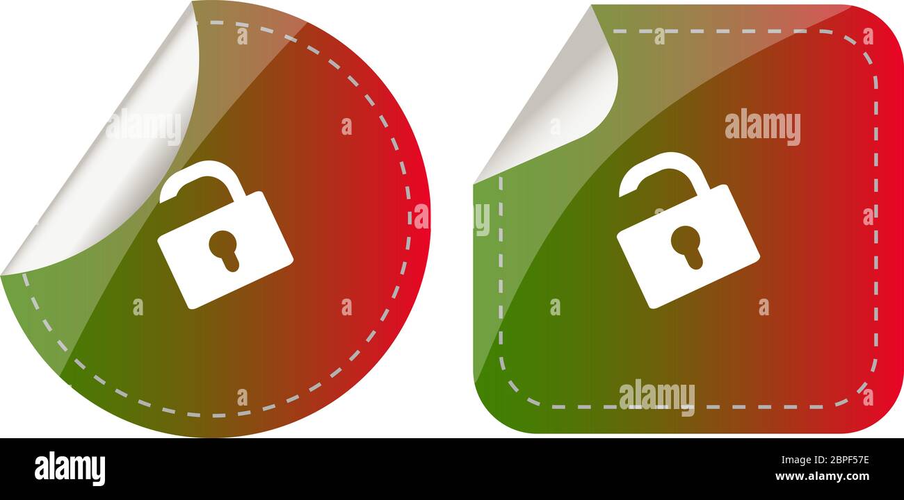 stickers set isolated on white with padlock, security concept Stock ...