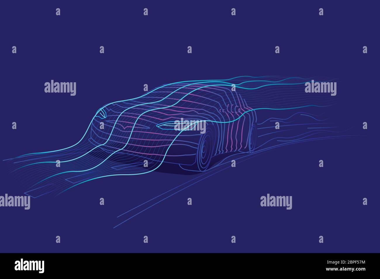 Car aerodynamics wind flow vector illustration Stock Photo - Alamy