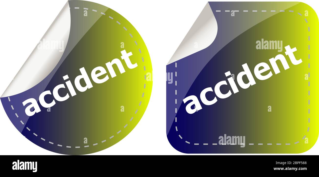 accident stickers set on white, icon button Stock Photo - Alamy