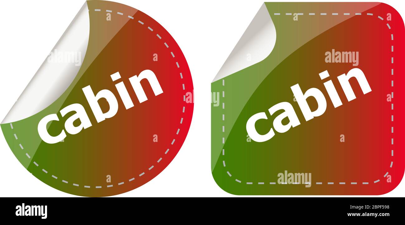 cabin word stickers set, web icon button Stock Photo - Alamy