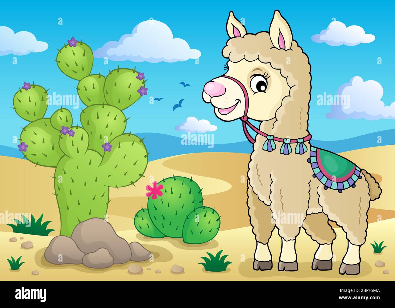 Llama theme image 1 - picture illustration Stock Photo - Alamy