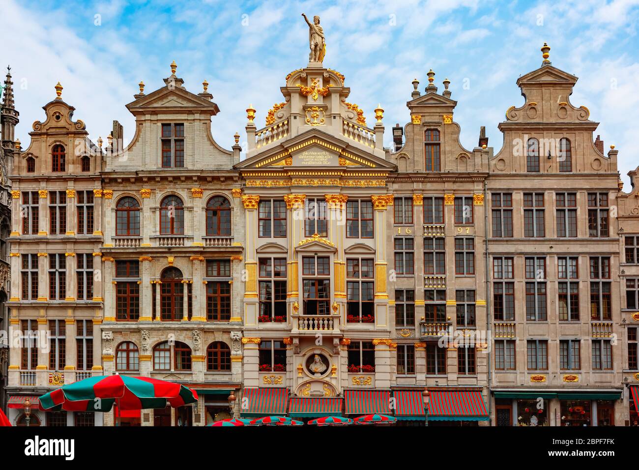 Beautiful houses of the Grand Place Square in Brussels, Belgium. From ...