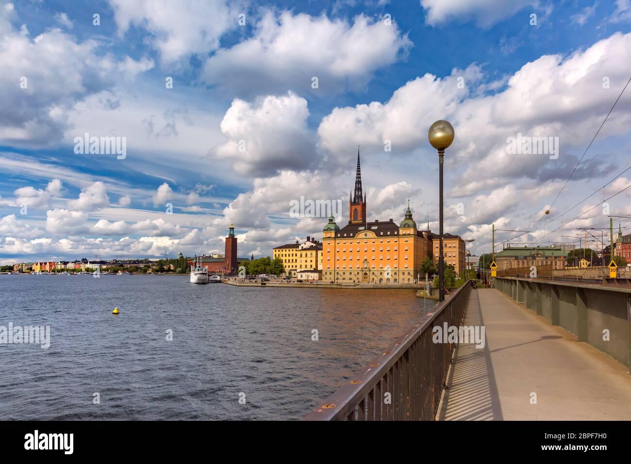 Scenic summer aerial view of Gamla Stan and Slussen in the Old Town in ...